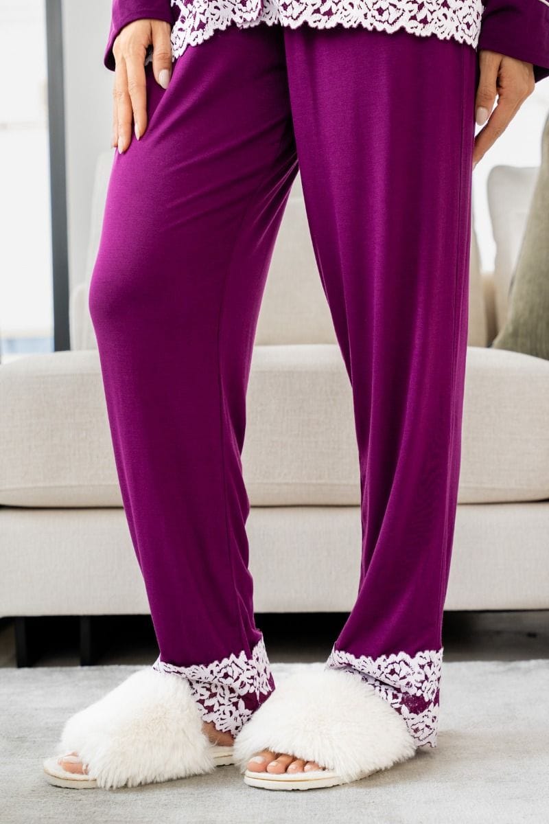 Ladies Dark Berry Lace Pant