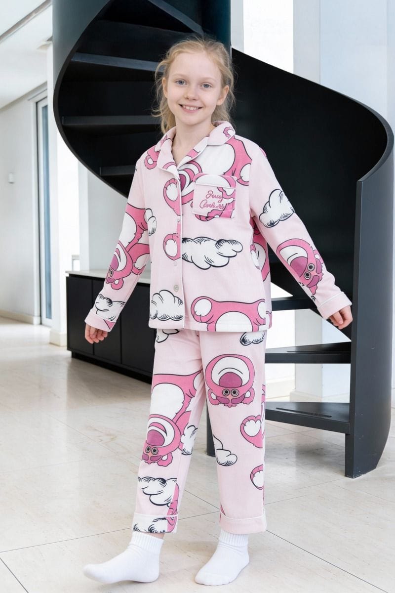 Girls Light Pink Lotso Clouds Button Through PJ